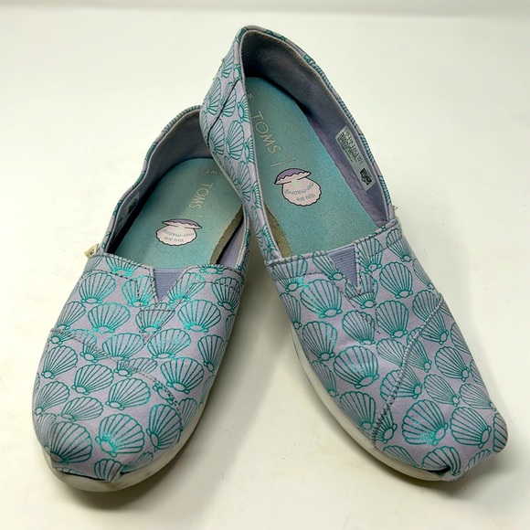 Toms | Shoes | Toms Lavender Metallic Blue Seashell Mermaid Classic ...